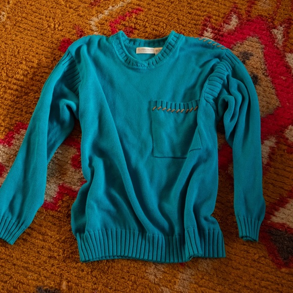 Vintage | Sweaters | Vintage Turquoise 0 Cotton Oversized Sweater ...